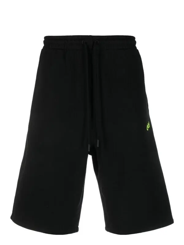Off-White Cotton Track Shorts With Arrow Motif - Black