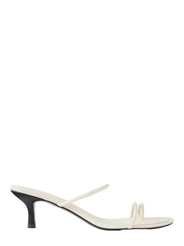 ST. AGNI Round-toe Kitten Heel Sandals - White