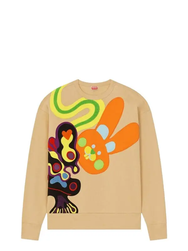 Kenzo Oversized Crewneck Sweatshirt With Graphic Appliqu - Nude