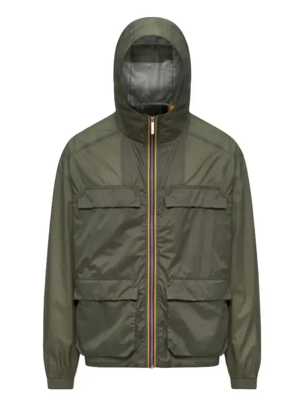 K-WAY Zip-front Hooded Jacket - Green Land Clothes