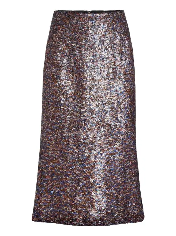 Dries Van Noten Sequined Midi Skirt With Logo Detail - Multicolor