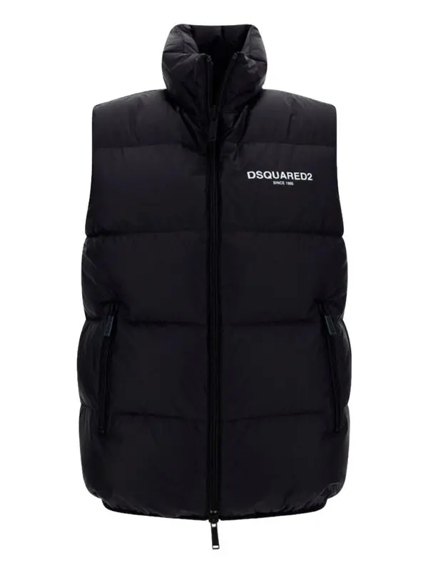 Dsquared2 Logo Printed Padded Down Vest - Black