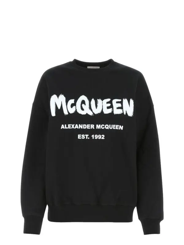 Alexander McQueen Graffiti Print Long Sleeve Sweatshirt - Black