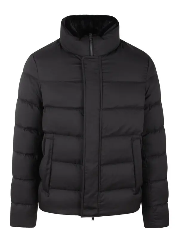 Herno High-neck Down Jacket With Quilted Details - Black