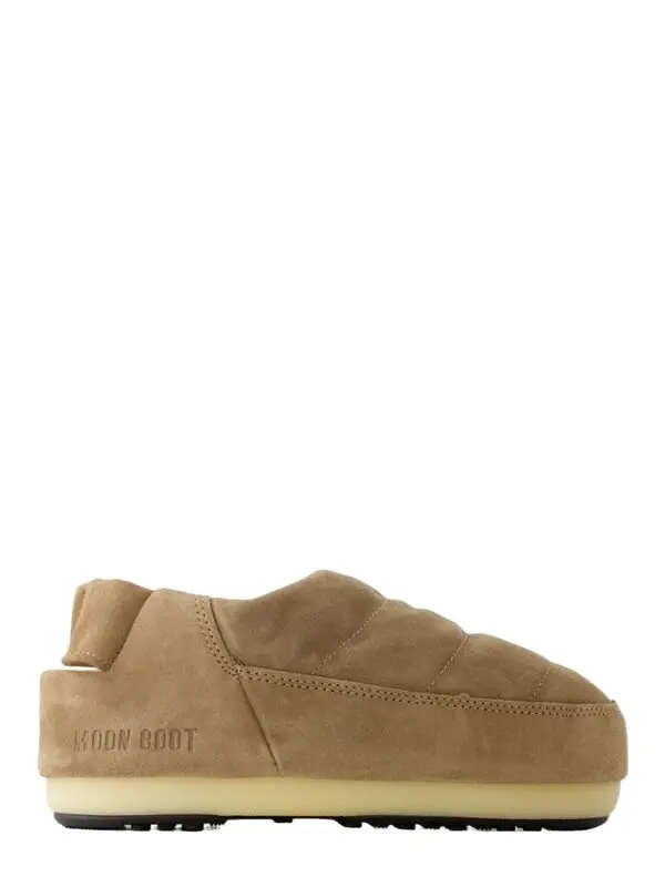 Moon Boot Round-toe Padded Slippers - Brown