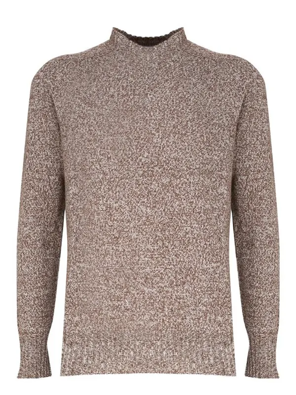 Malo Mock Neck Sweater With Rib Trim - Nude