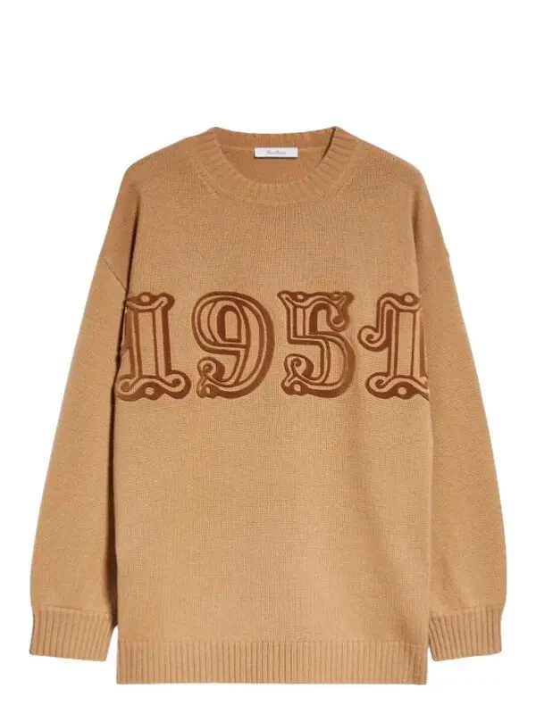 Max Mara Wool And Cashmere Jumper With Textured Embroidery - Camel