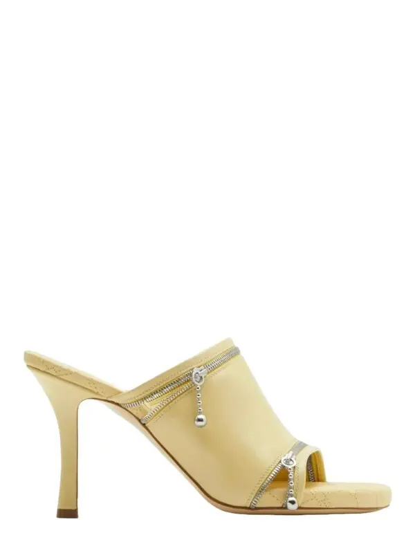 Burberry Decorative Zip Slip-on Heeled Sandals - Nude