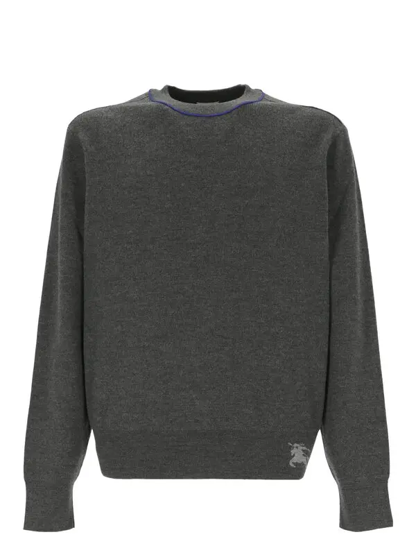 Burberry Equestrian Knight Intarsia Knit Crewneck Jumper - Black