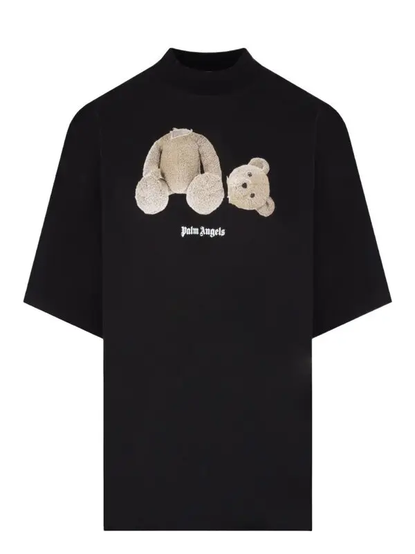 Palm Angels Logo Print Short Sleeve T-shirt - Black