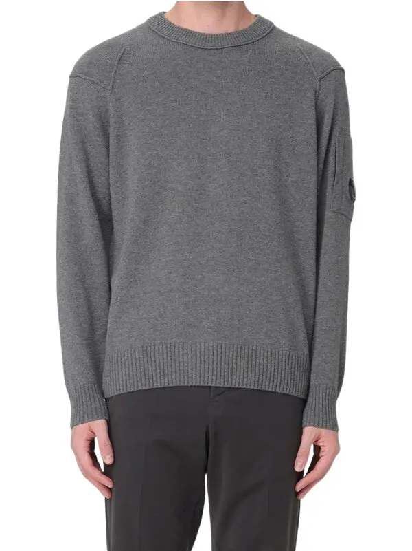 C.P. COMPANY Lens Detail Crew Neck Knitwear - Gray