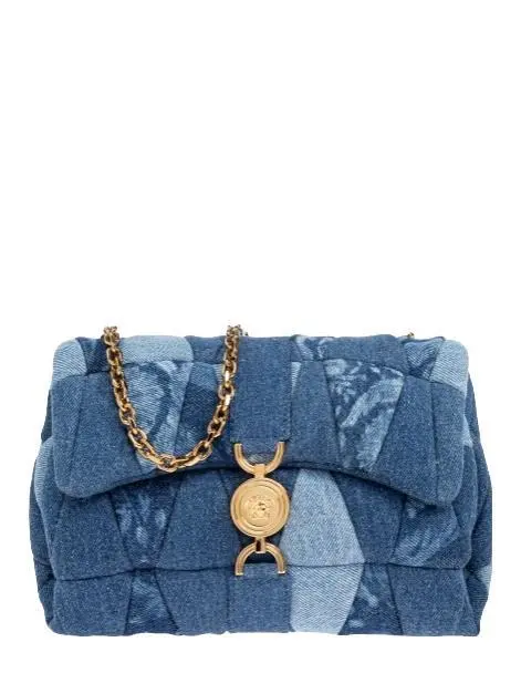 Versace Quilted Denim Shoulder Bag - Blue