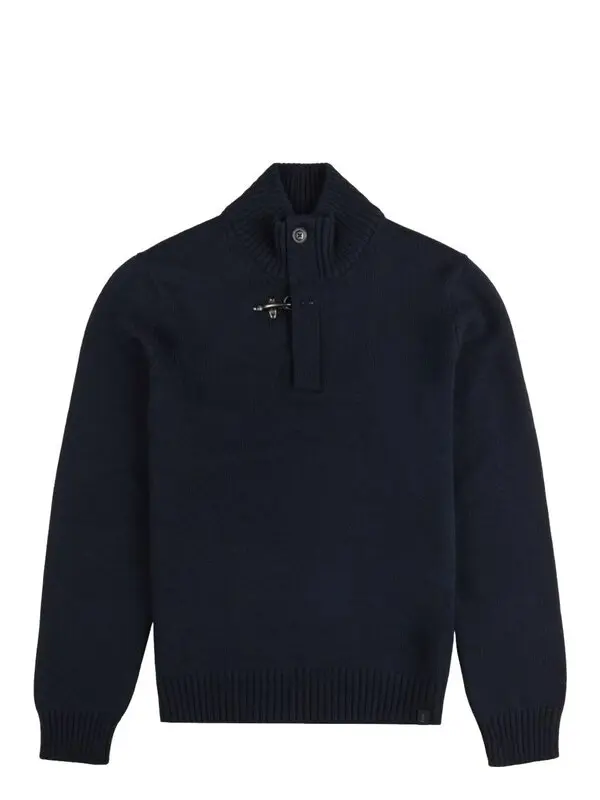 FAY Hook-closure Mock Neck Jumper - Blue