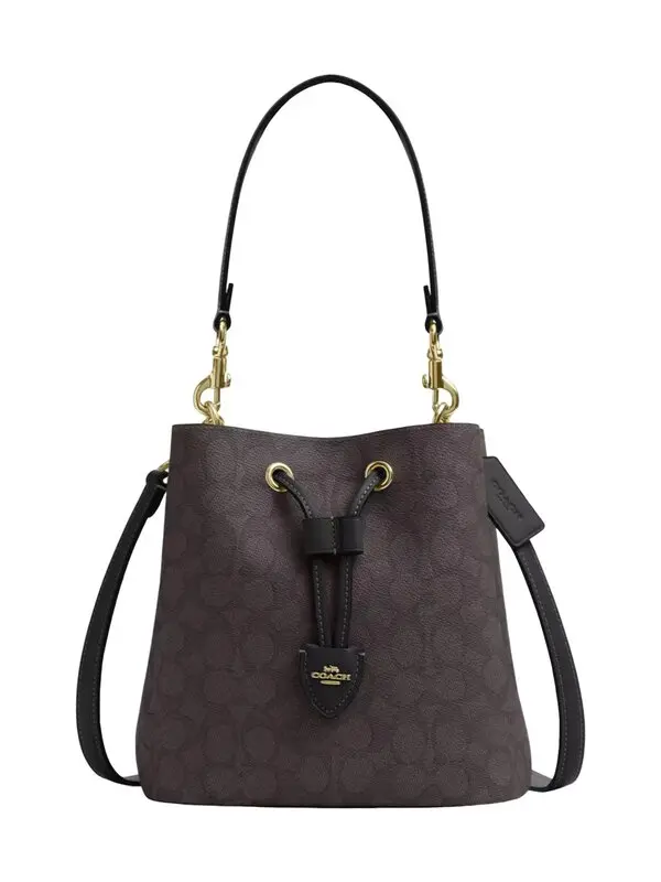 COACH Rowan Bucket Bag In Signature Canvas - Opal/walnut/black