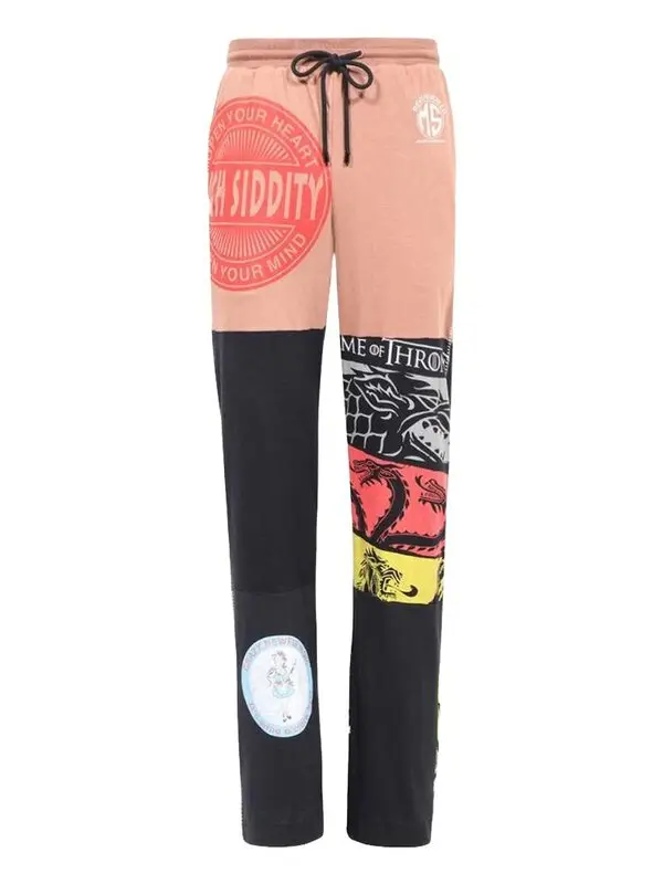 MARINE SERRE Regenerated Graphic-print Patchwork Trousers - Pink