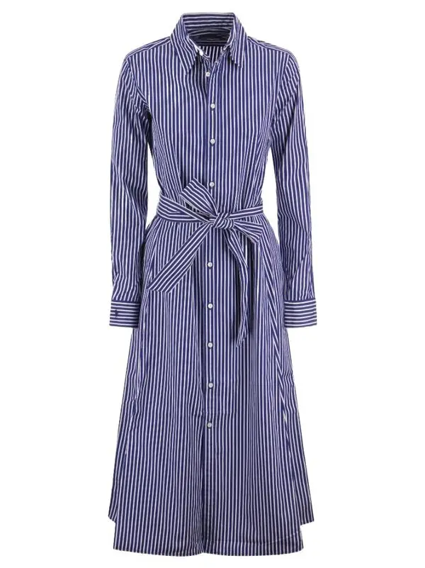 Polo Ralph Lauren Striped Belted Shirt Dress - Blue