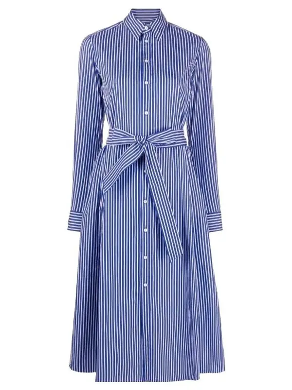 Polo Ralph Lauren Striped Belted Shirt Dress - Blue