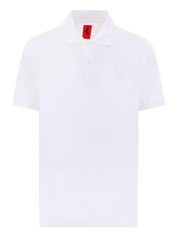 FERRARI Button-down Collar Polo Shirt - White
