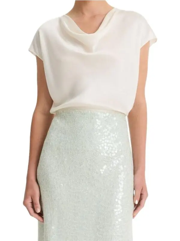 Vince Cowl-neck Silk Blouse - Off-white