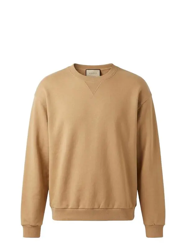 Gucci Logo Embroidered Crewneck Sweatshirt - Camel/ebony