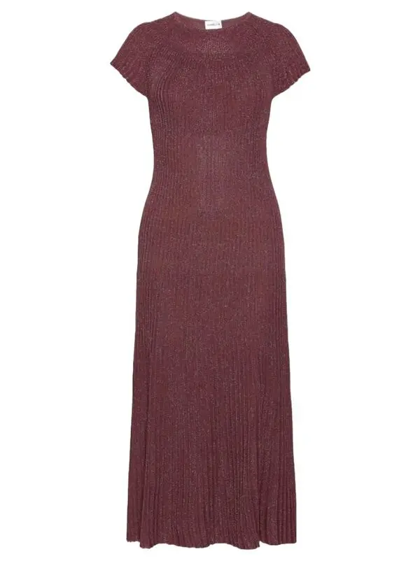 Marella Lurex-detail Knit Fit-and-flare Midi Dress - Hydrangea