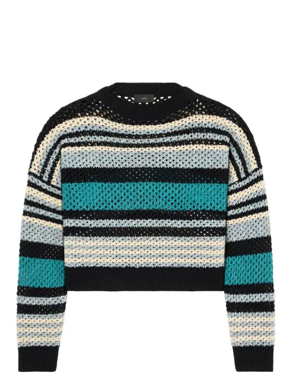Alanui Ocean Stripes Open-knit Sweater - Black
