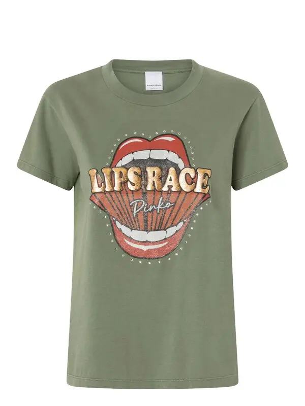 Pinko Lips Race Graphic T-shirt - Green