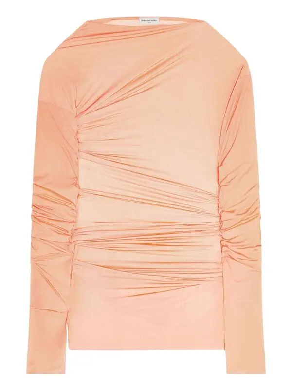 Dries Van Noten Long Sleeve Draped T-shirt - Peach Orange