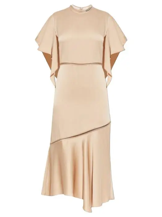 Fabiana Filippi Asymmetrical Ruffle Midi Dress - Nude