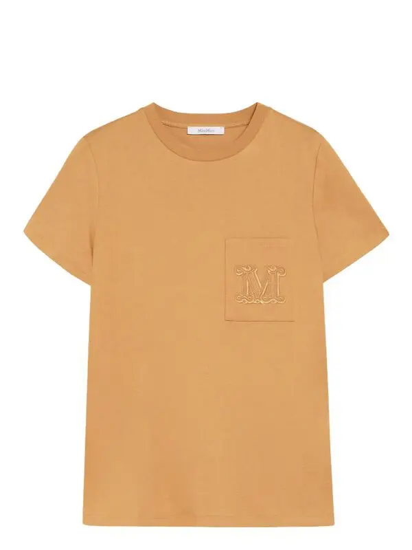 Max Mara Embroidered Monogram Pocket T-shirt - Camel