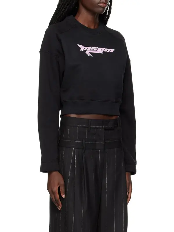MSGM Cropped Logo Sweatshirt - Black