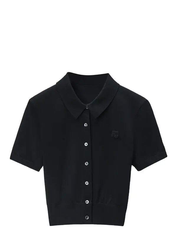 Alexander Wang Logo Patch Knitted Polo Shirt - Black