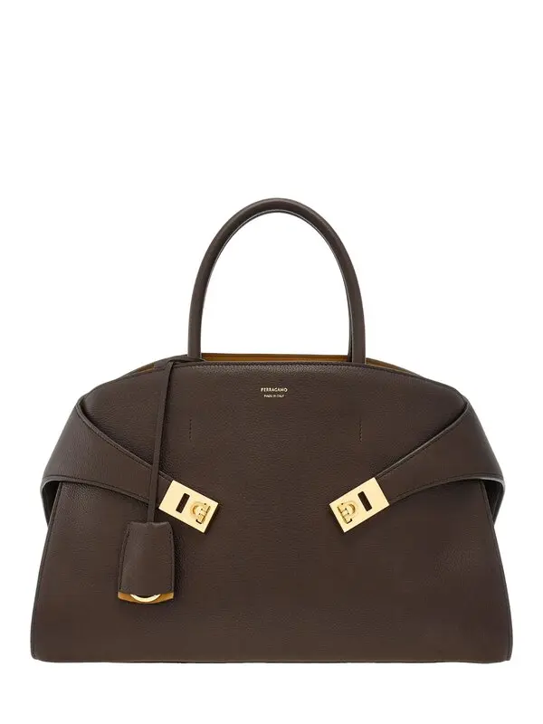 FERRAGAMO Hug Medium Tote Bag - Testa Di Moro/burning Ochre
