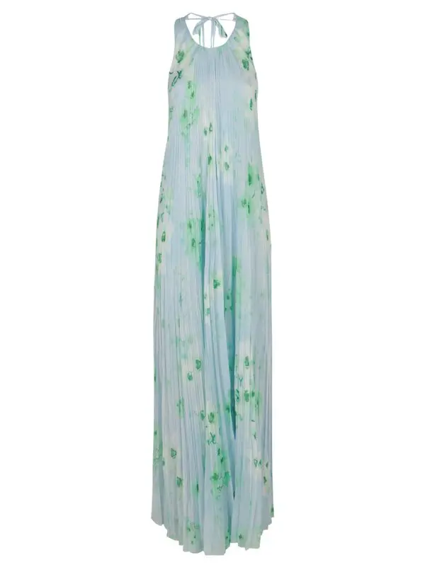 Pinko Floral Print Pleated Maxi Dress - Green