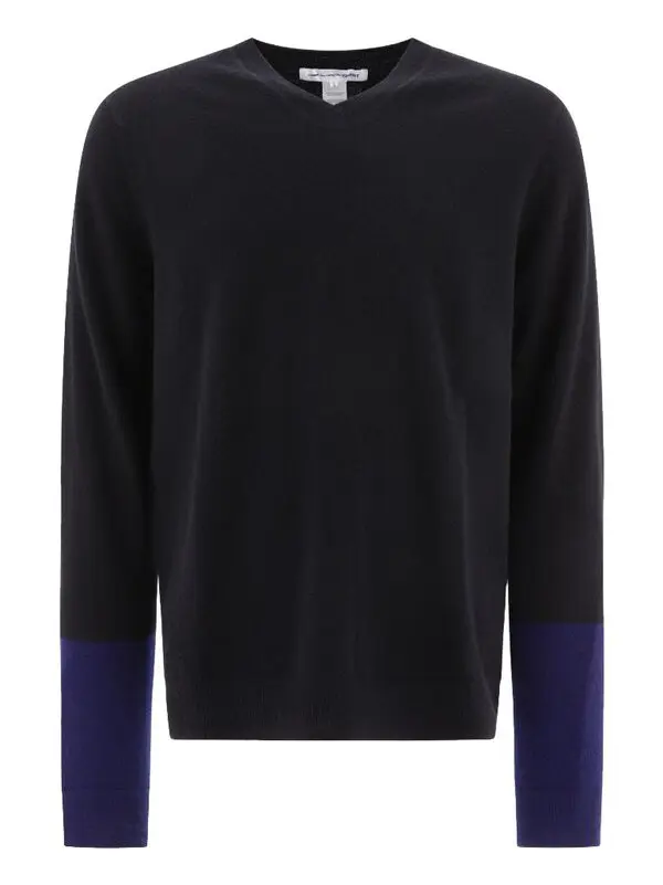 Comme Des Garçons Long Sleeve V-neck Pullover - Black