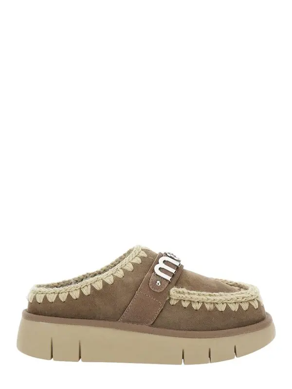 Mou Round Toe Slip-on Mules - Grey