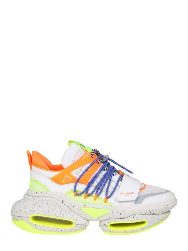 Balmain B-bold Low-top Trainers In Neoprene And Suede - White