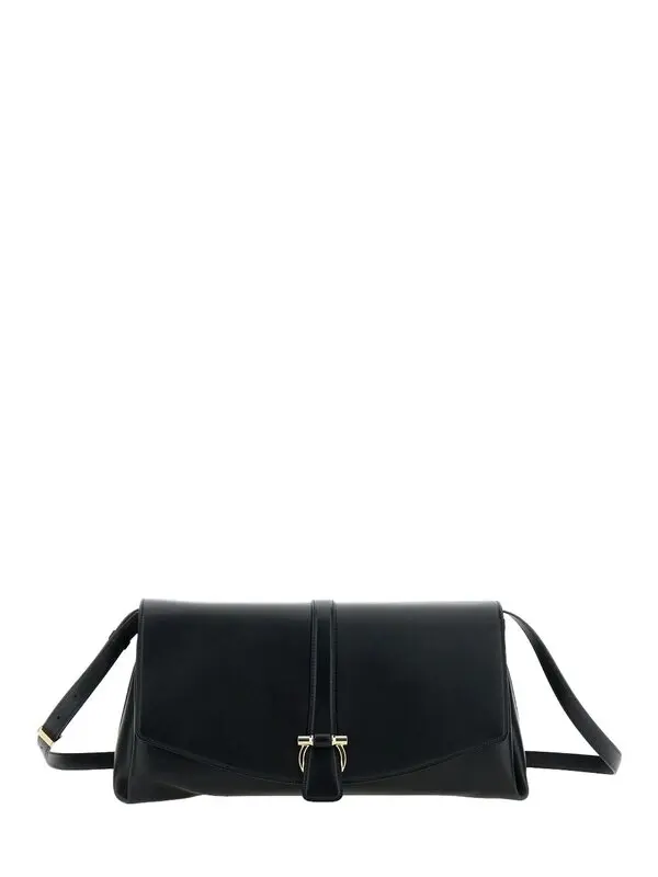 FERRAGAMO Logo Buckle Shoulder Bag - Black