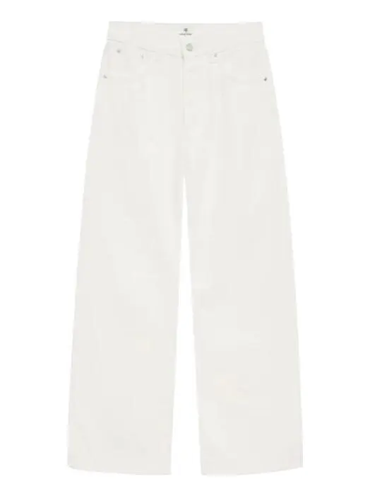 ANINE BING Logo Patch Straight Leg Jeans - White