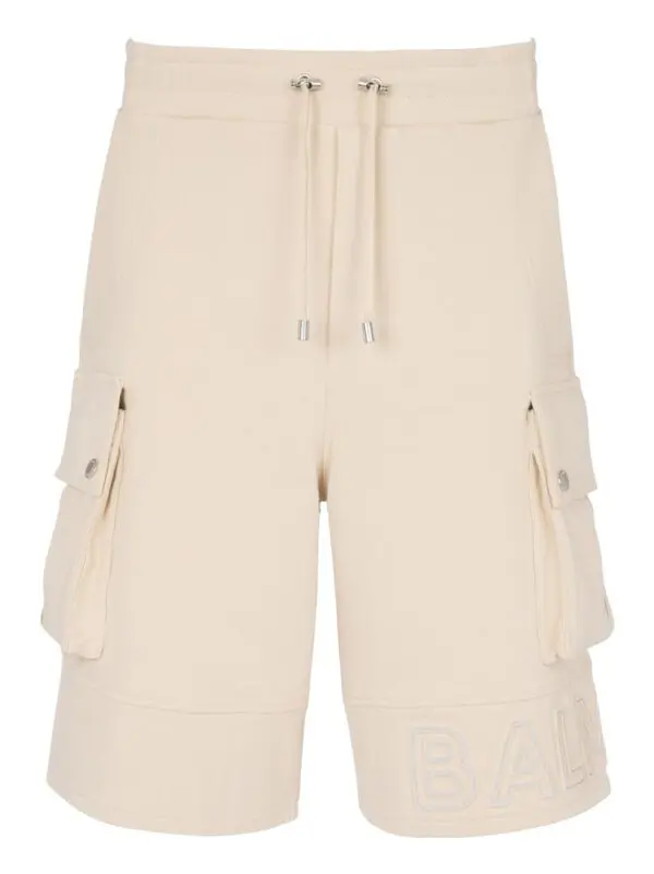 Balmain Drawstring Cargo Shorts - Nude