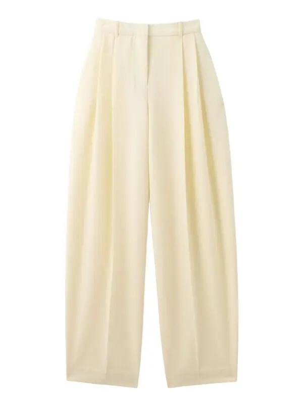 Jacquemus Pleated Wide-leg Trousers - Nude
