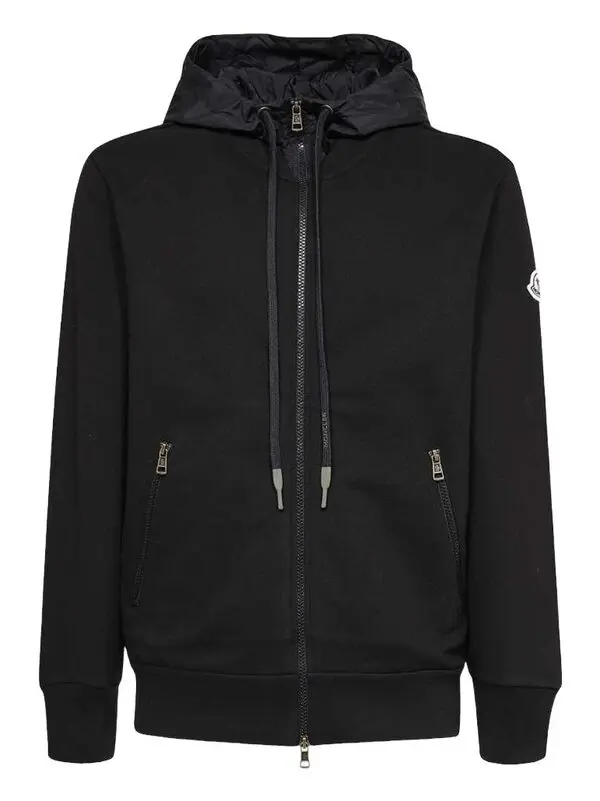 Moncler Zip-up Hooded Sweater - Black