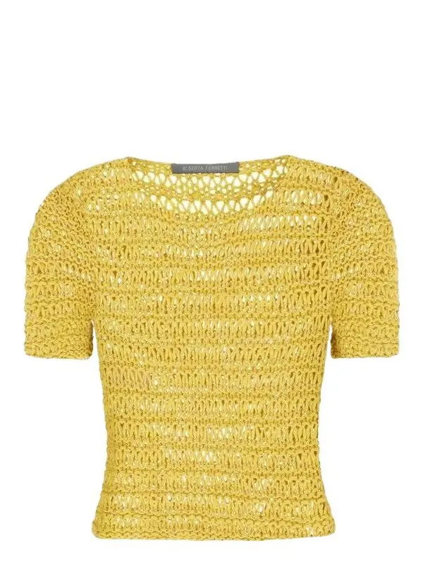 Alberta Ferretti Open-knit T-shirt - Yellow