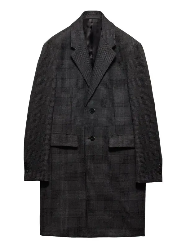 Prada Checked Single-breasted Coat - Dark Gray
