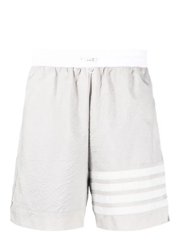 Thom Browne 4-bar Stripe Detailed Shorts - Light Gray