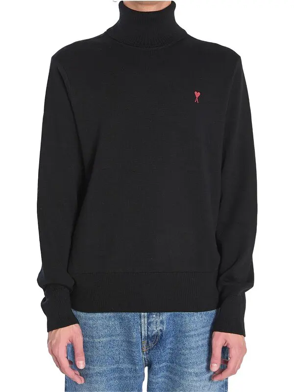 Ami De Coeur Embroidered Turtleneck Jumper - Black