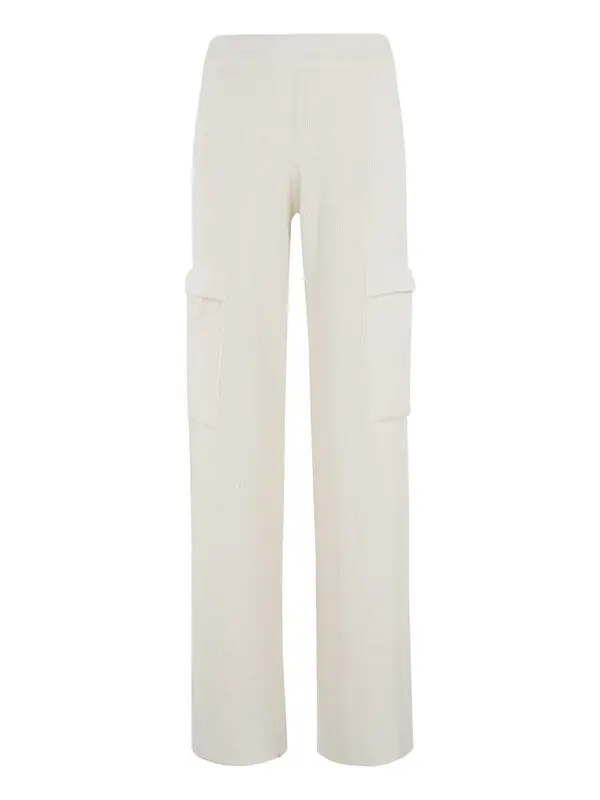ERMANNO FIRENZE Elastic Waist Casual Pants With Flap Pockets - White
