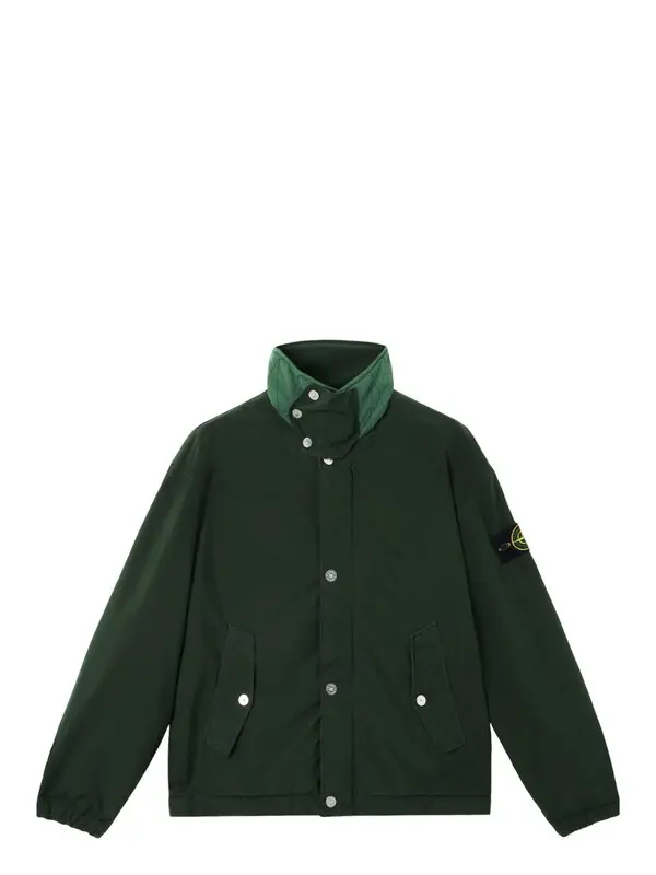 Stone Island Logo Patch Stand Collar Jacket - Juniper