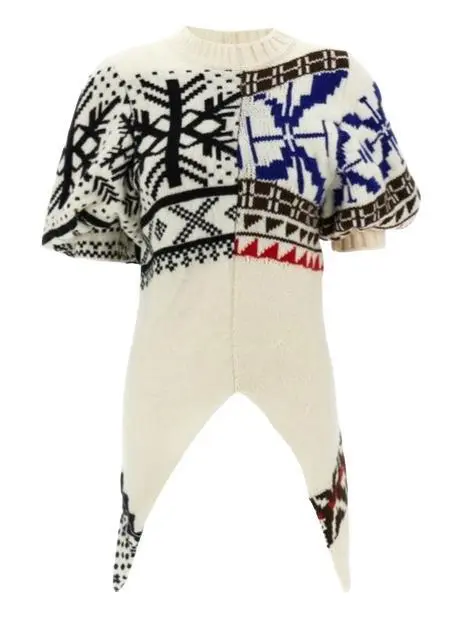 Sacai Jacquard Asymmetric Fine Knit Sweater - Multi-color
