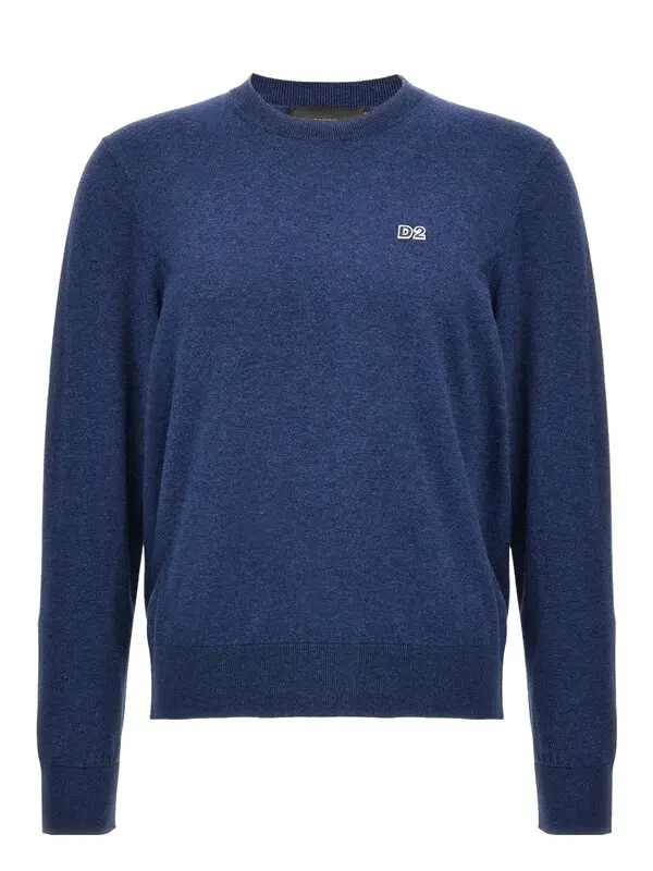 Dsquared2 Logo Embroidered Knitted Jumper - Blue